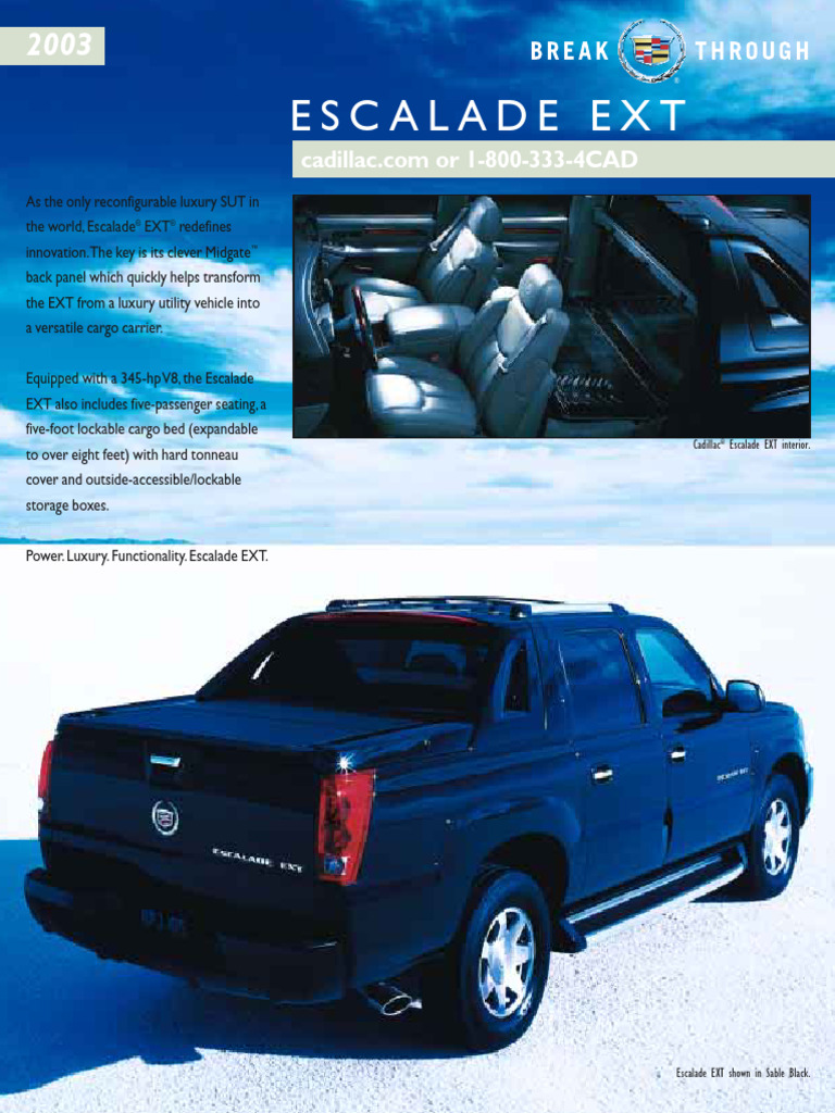 2003 Cadillac Escalade EXT Brochure | PDF | Vehicles | Motor Vehicle