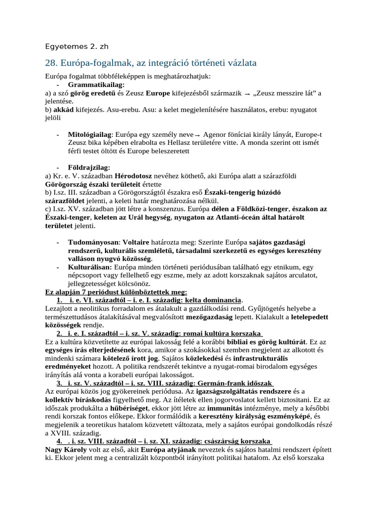 Egyetemes-2.-zh | PDF