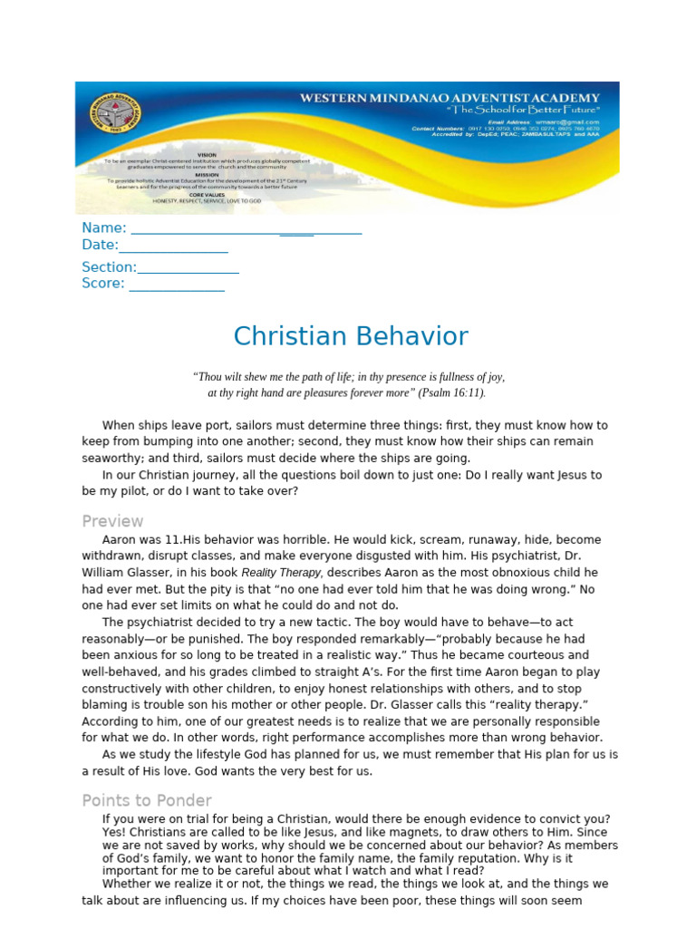 L22-Christian-Behaviour | PDF | Prayer | Jesus