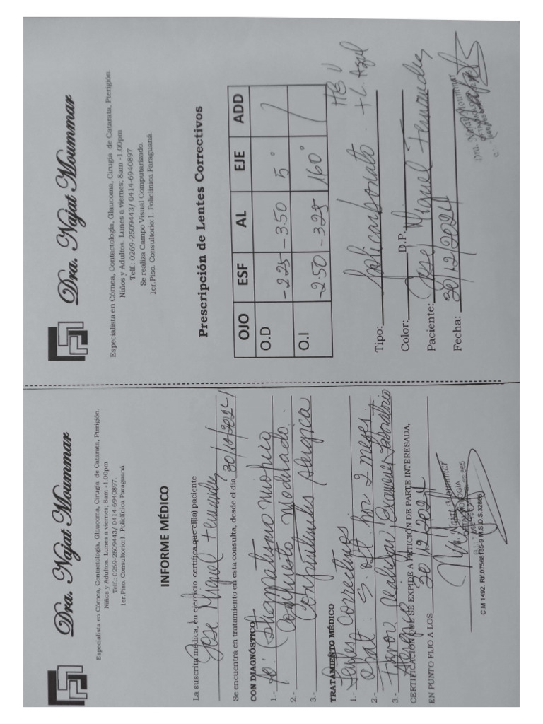 Informe y Fórmula Oft. JM | PDF