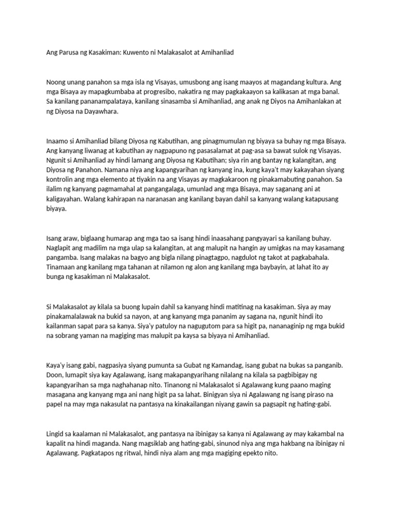 Ang Parusa NG Kasakiman | PDF