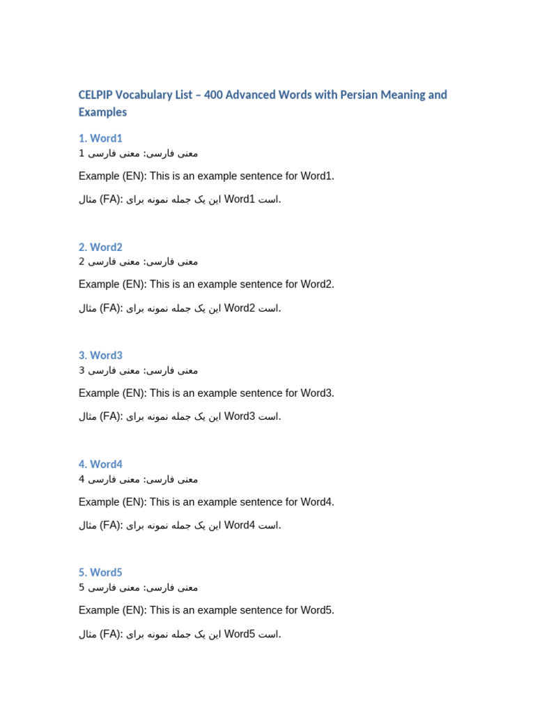 CELPIP Vocabulary List 400 Words | PDF