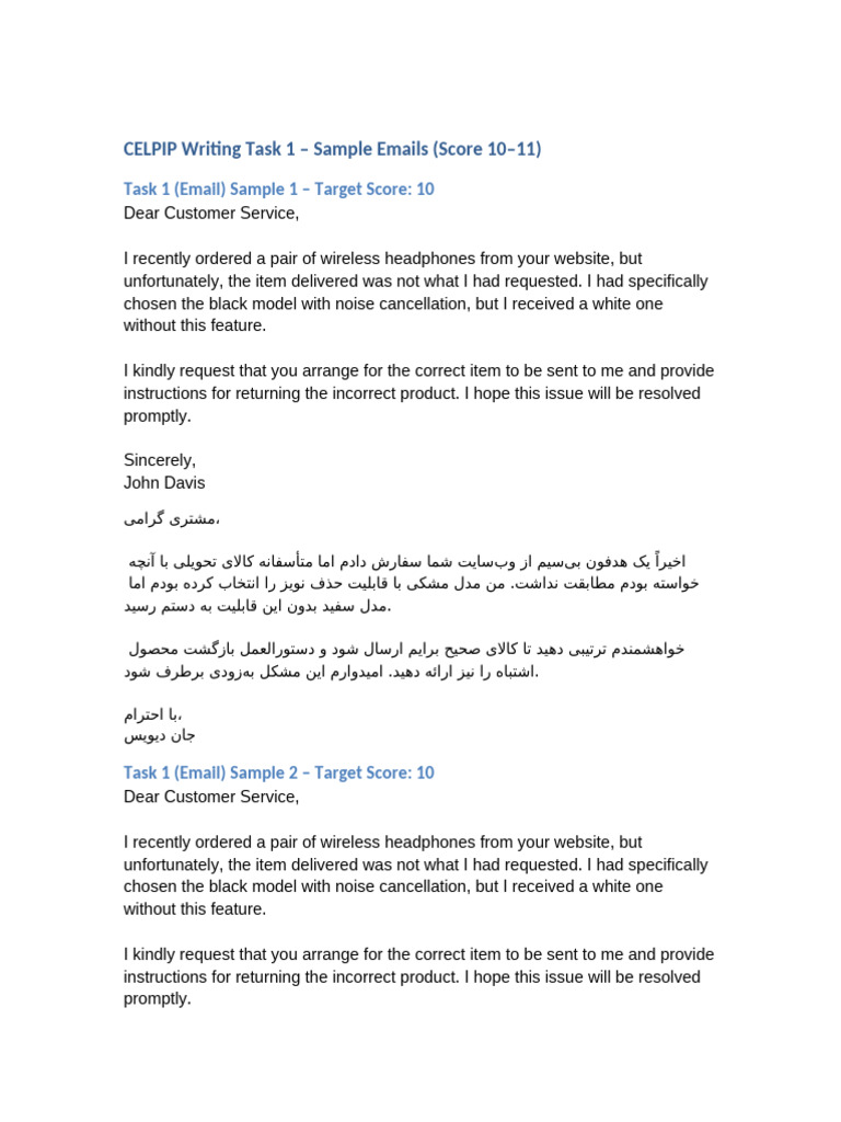 CELPIP Writing Samples Full Preview | PDF