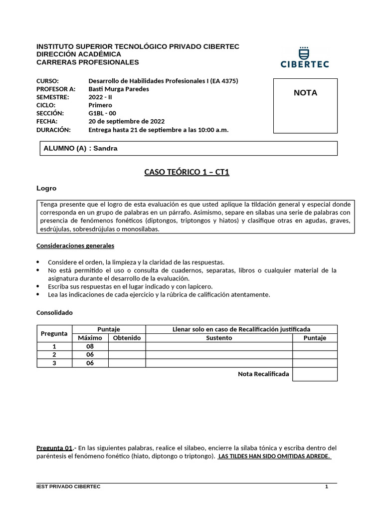 4375 - EA Desarrollo de Habilidades Profesionales I - G1BL - 00 - CASO TEÓRICO 1 - MURGA PAREDES ...