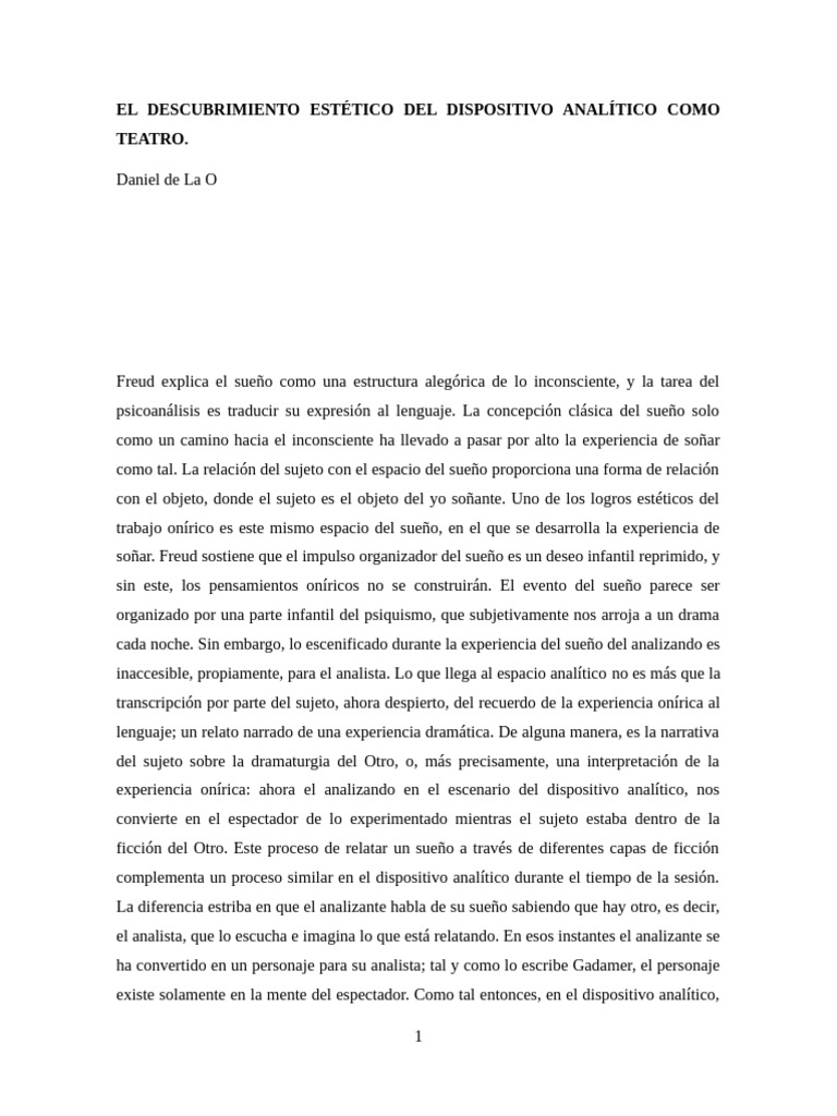 Anteproyecto tesis doctorado Daniel de La O | PDF | Sueño | Psicoanálisis
