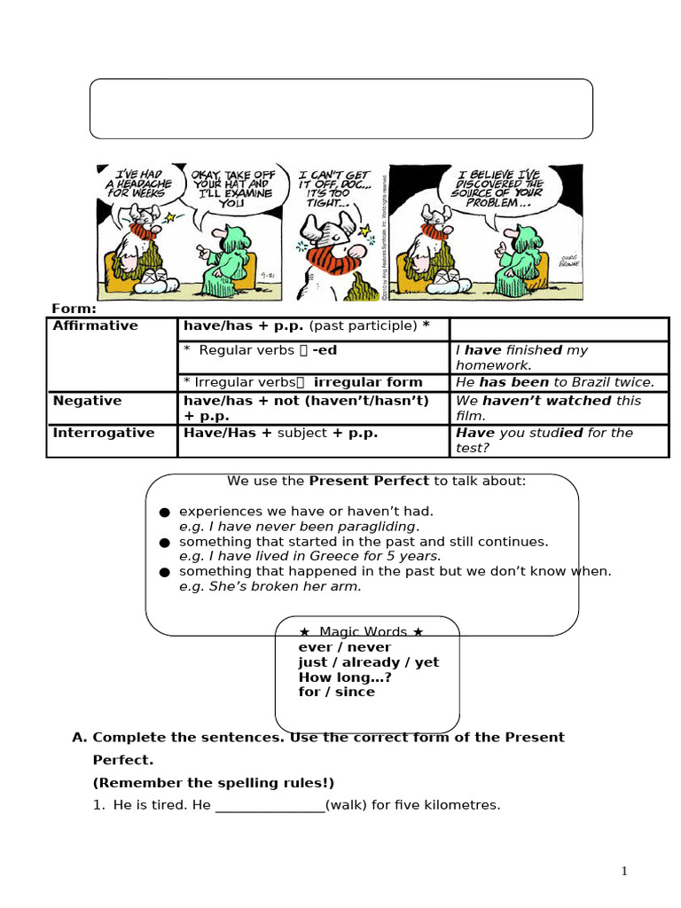 Present Perfect Simple - Grammar 2 | PDF | Perfect (Grammar) | Language ...
