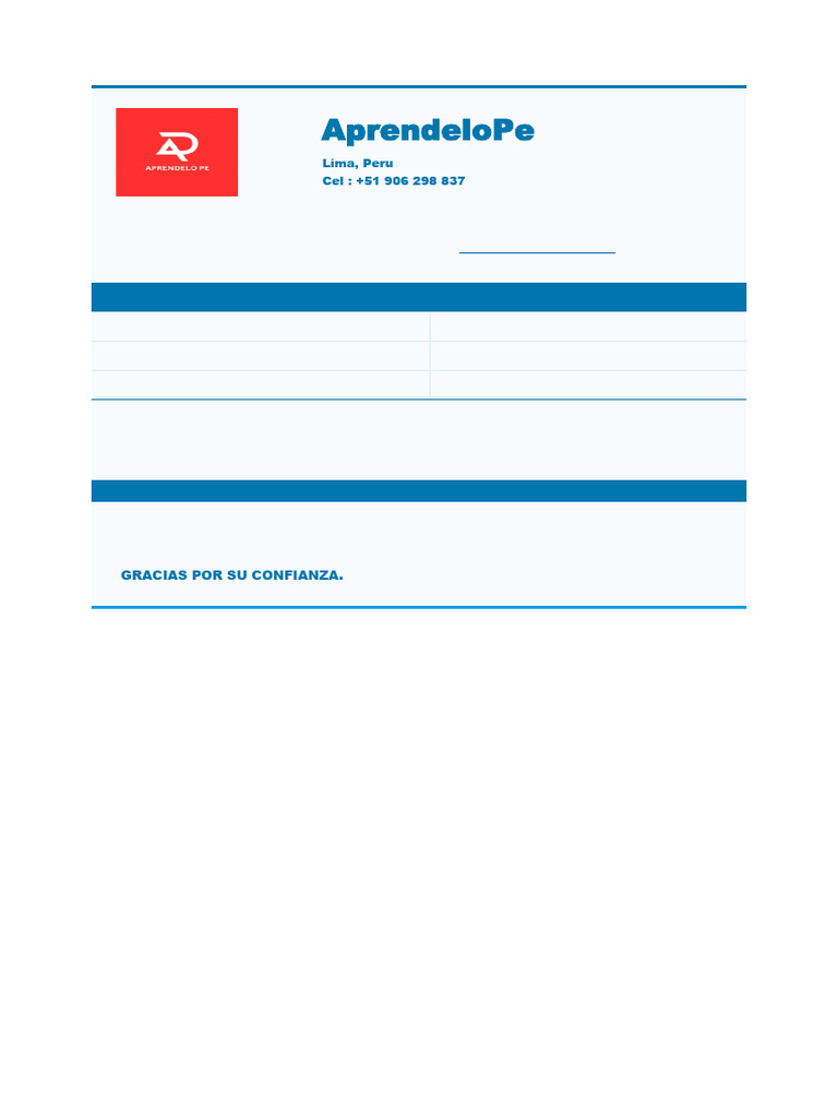 AprendeloPeConstanciaPago 0269 | PDF