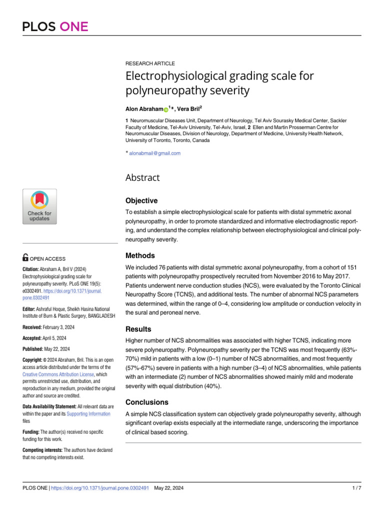 Electrophysiological Grading Scale For Polyneuropa | PDF | Peripheral ...