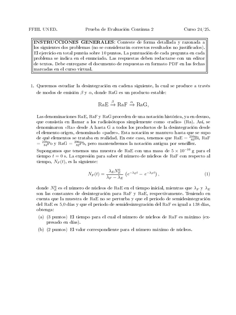 FF3 PEC2 24-25 v1 | PDF | Hadron | Desintegración radioactiva