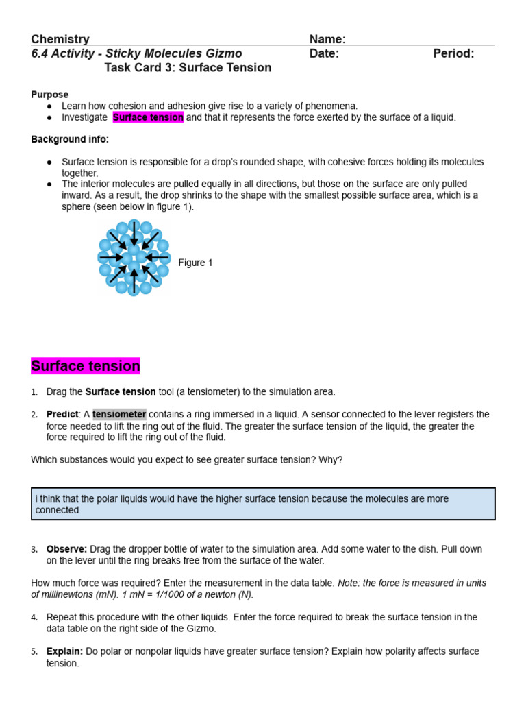 Surface Tension and Drop Diameter Analysis | PDF