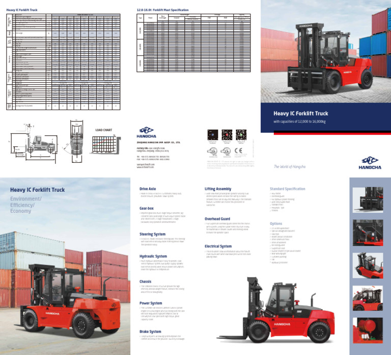 Ficha Tecnica 12-16t IC Forklift | PDF | Forklift | Steering
