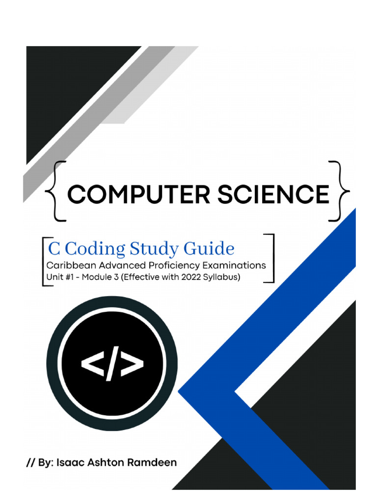 CAPE Computer Science Unit 1 - C Coding Study Guide Crash Course 1 | PDF | String (Computer ...