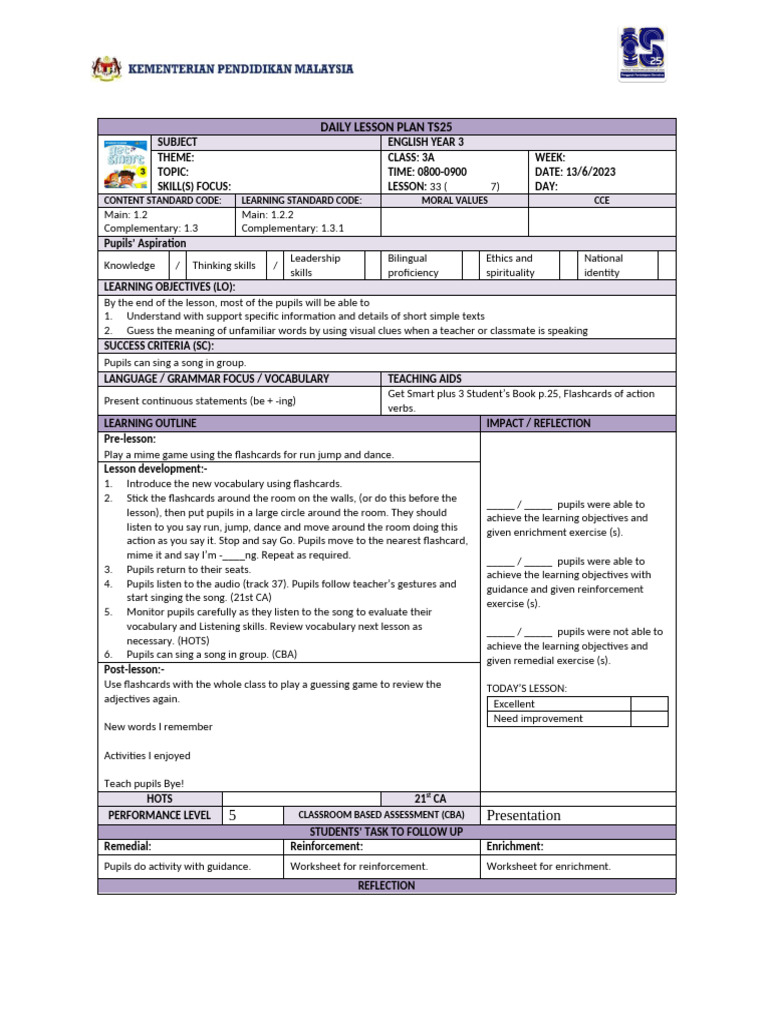 Bi Y3 LP TS25 Module 3 (LP33-48) | PDF | Lesson Plan | Vocabulary