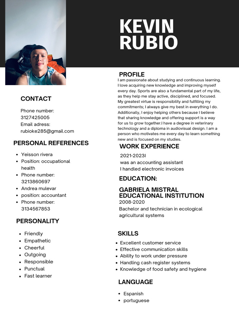 Kevin Rubio: Accounting Assistant Profile | PDF