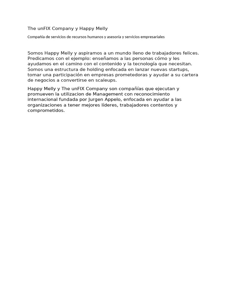The UnFIX Company y Happy Melly | PDF