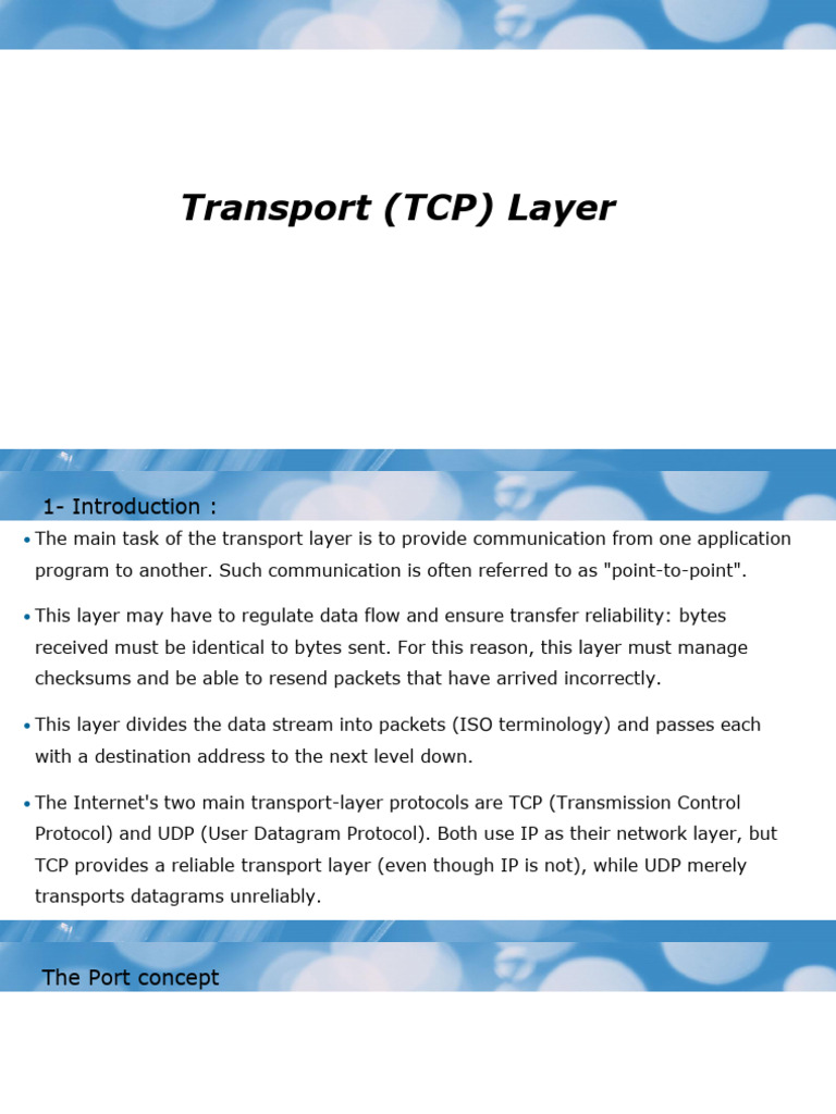 TCP Layer | PDF | Transmission Control Protocol | Port (Computer ...