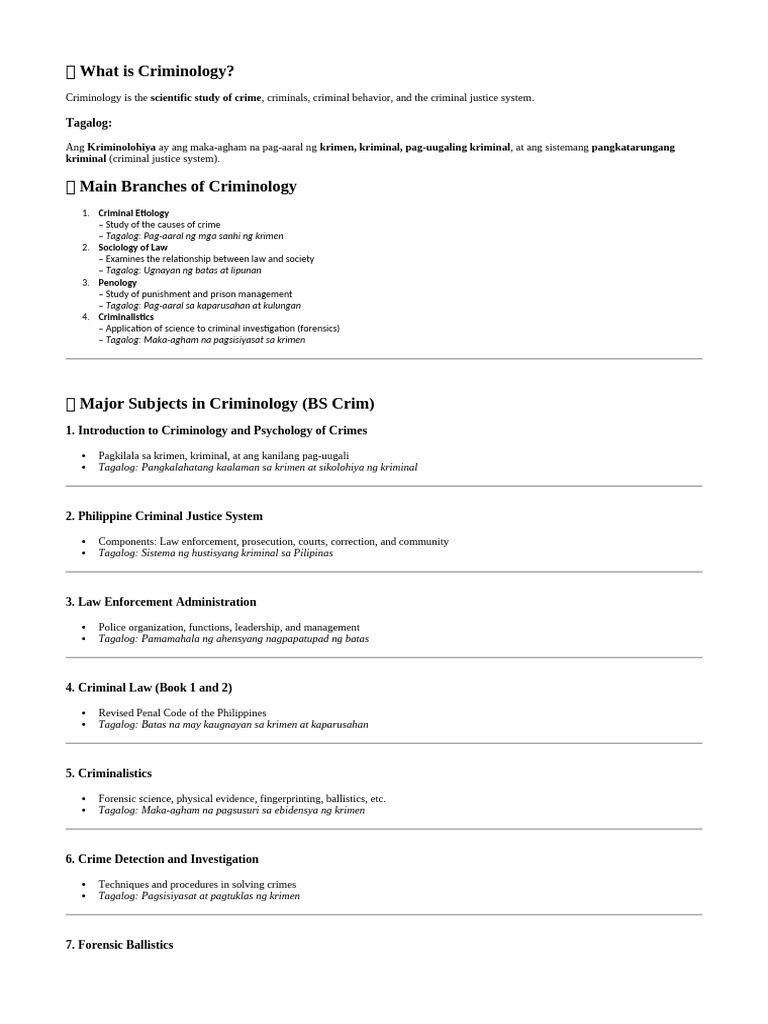 Major Subject of Criminology | PDF | Crimes | Crime & Violence