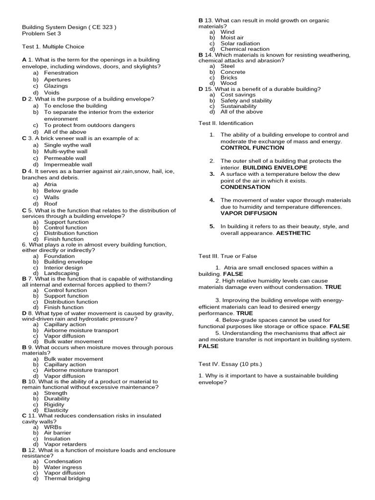 Building Envelope Design Quiz and Concepts | PDF | Building Engineering ...