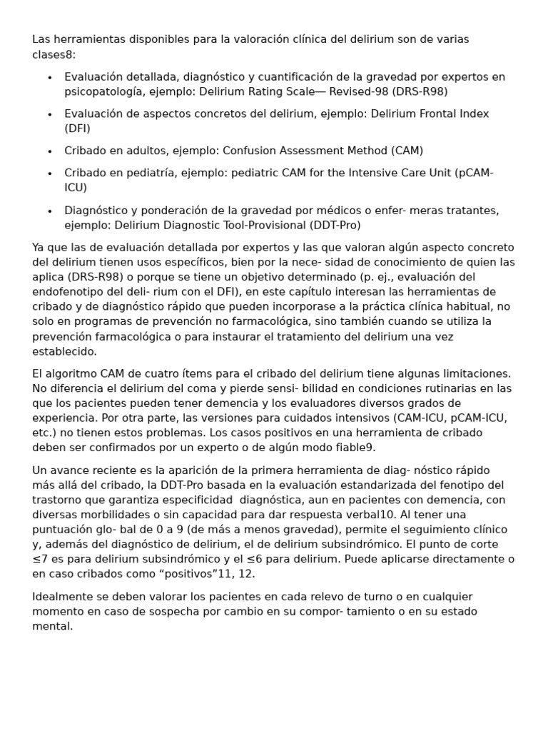 Herramientas para Diagnóstico de Delirium | PDF | Diagnostico medico ...