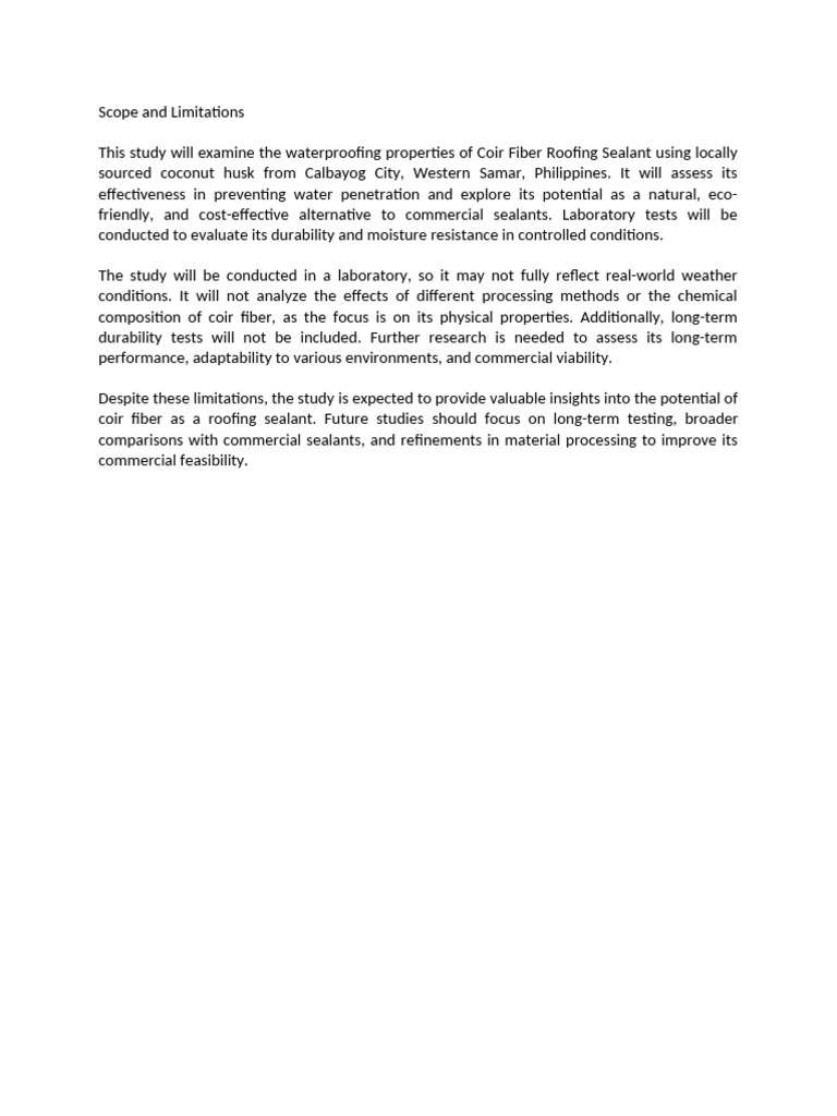 Scope and Limitations | PDF