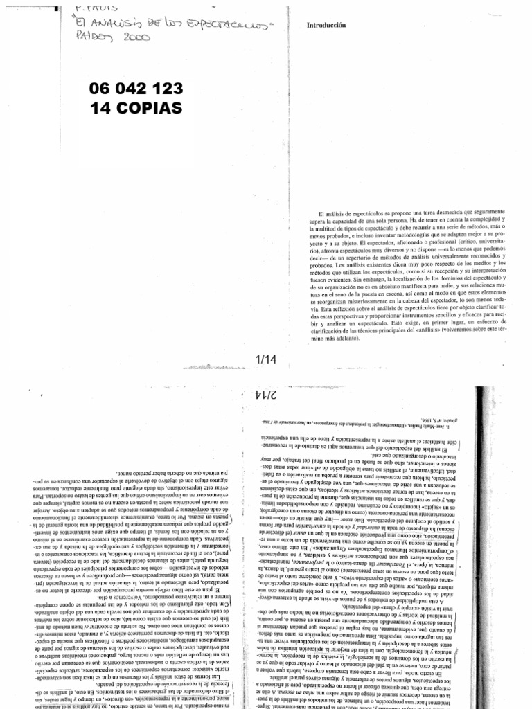 PAVIS El Analisis de Los Espectaculos | PDF