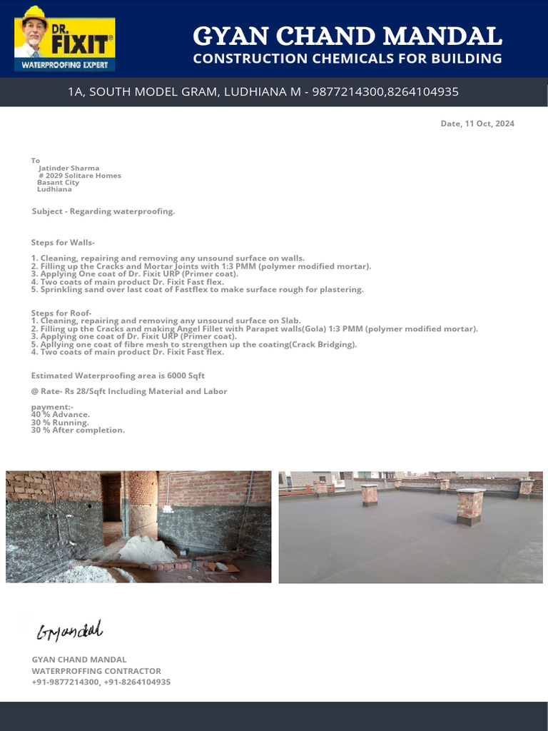 Quotation For Waterproofing-1 | PDF