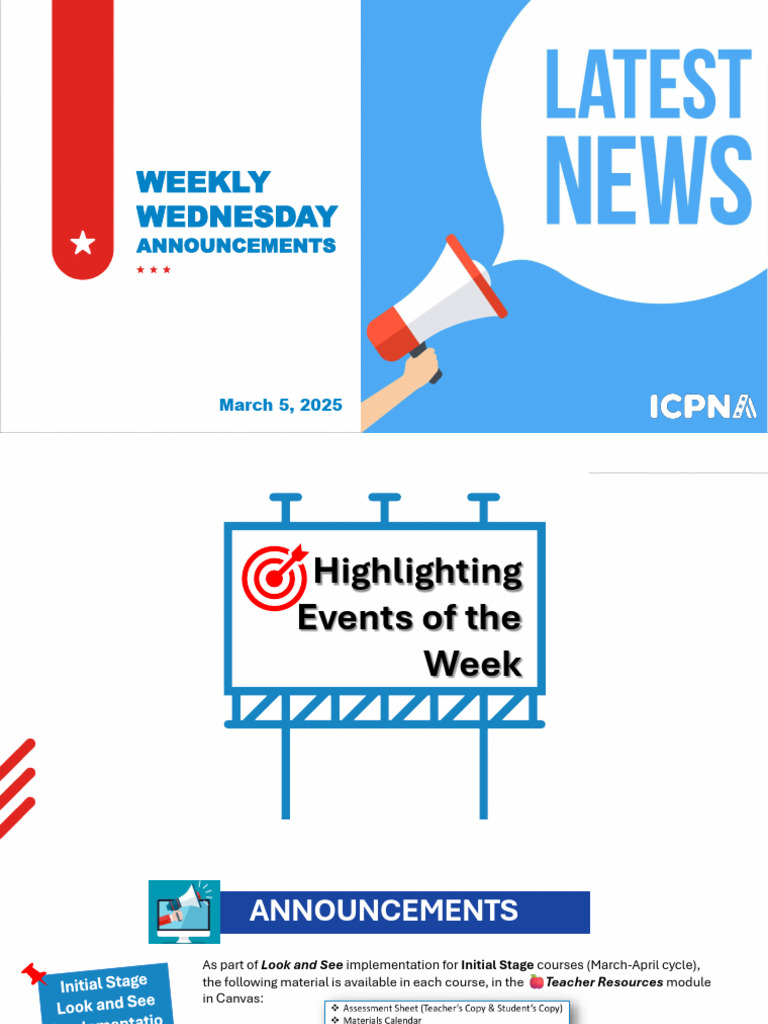 05.03.25 Weekly Wednesday Announcements | PDF | Learning