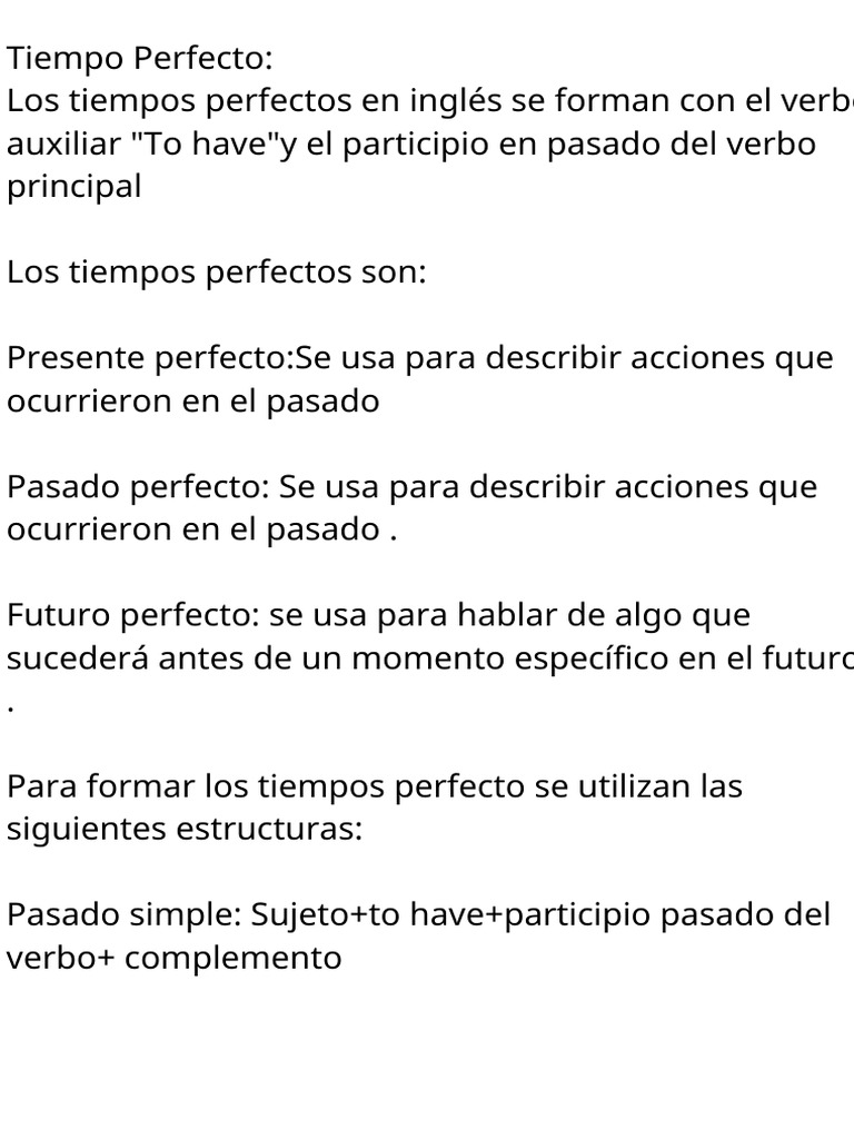 Tiempos Perfectos 730 | PDF