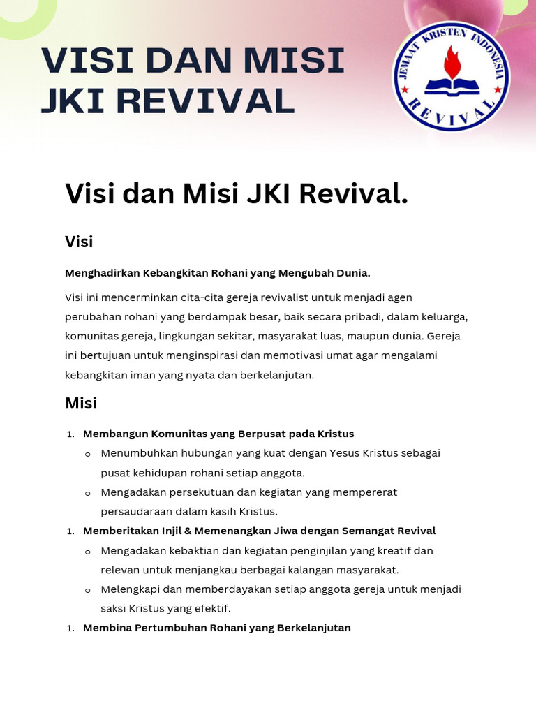 Visi-Misi Jki Revival | PDF