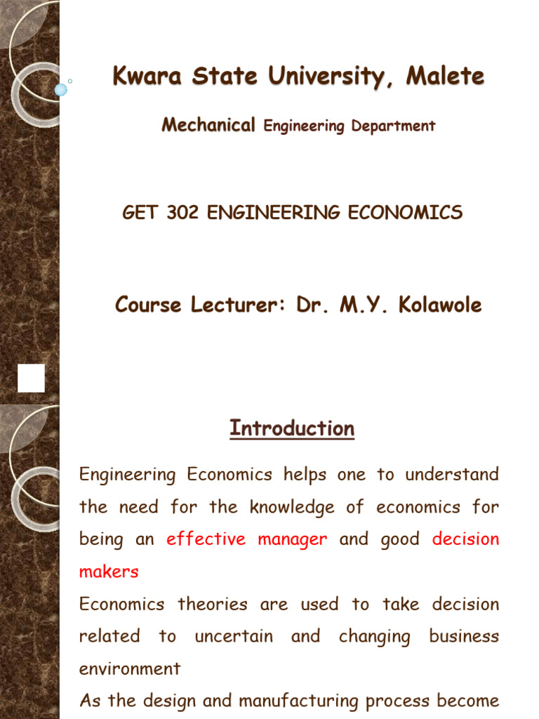 Introduction to Engineering Economics | PDF