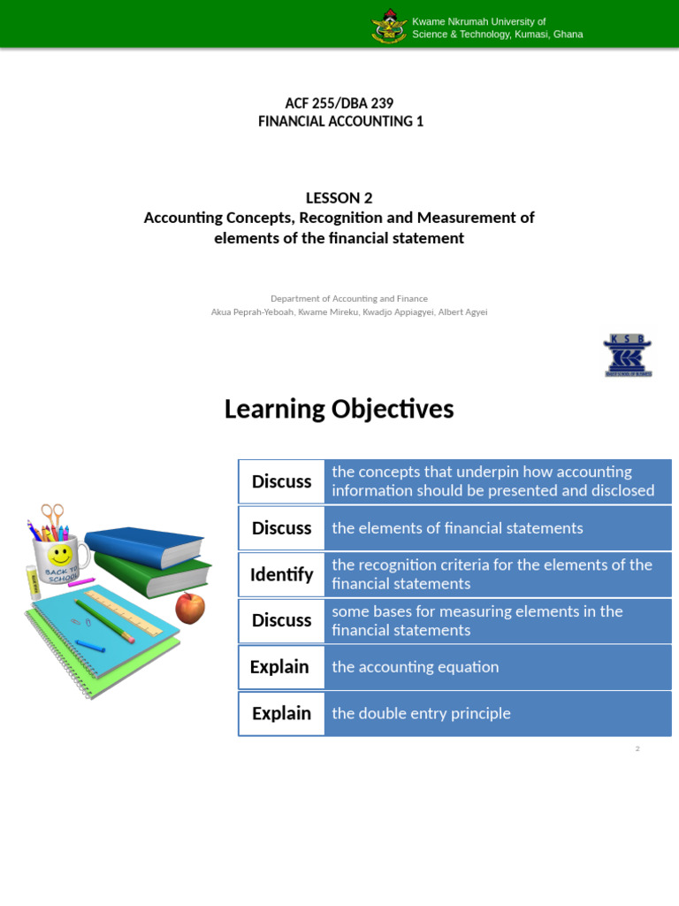 Lesson 2 - AI - Accounting Concepts Recognition and Measurement of ...