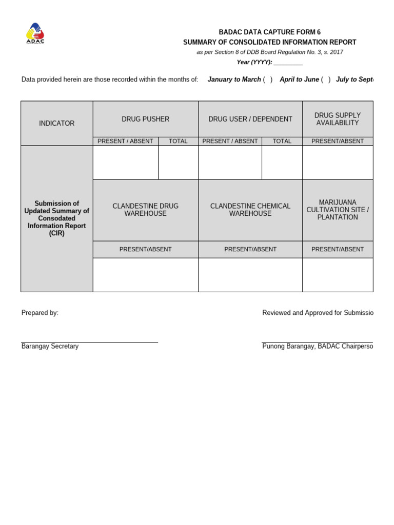 BADAC CIR Form 6 | PDF | Social Aspects Of Psychoactive Drugs ...
