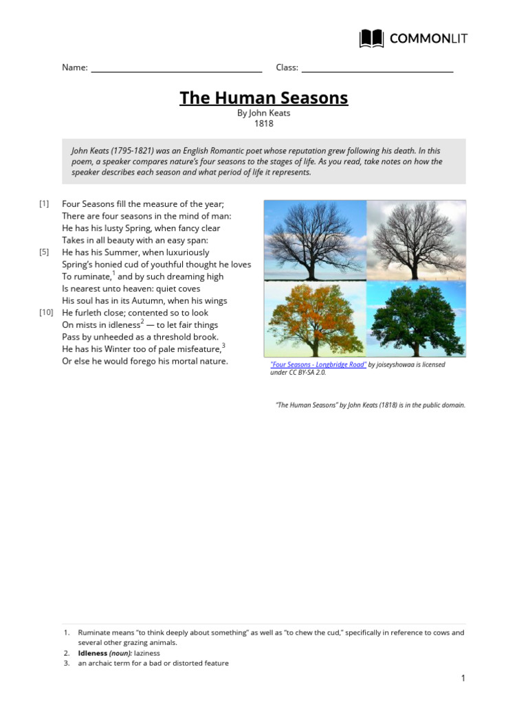 Commonlit The-Human-Seasons Student | PDF