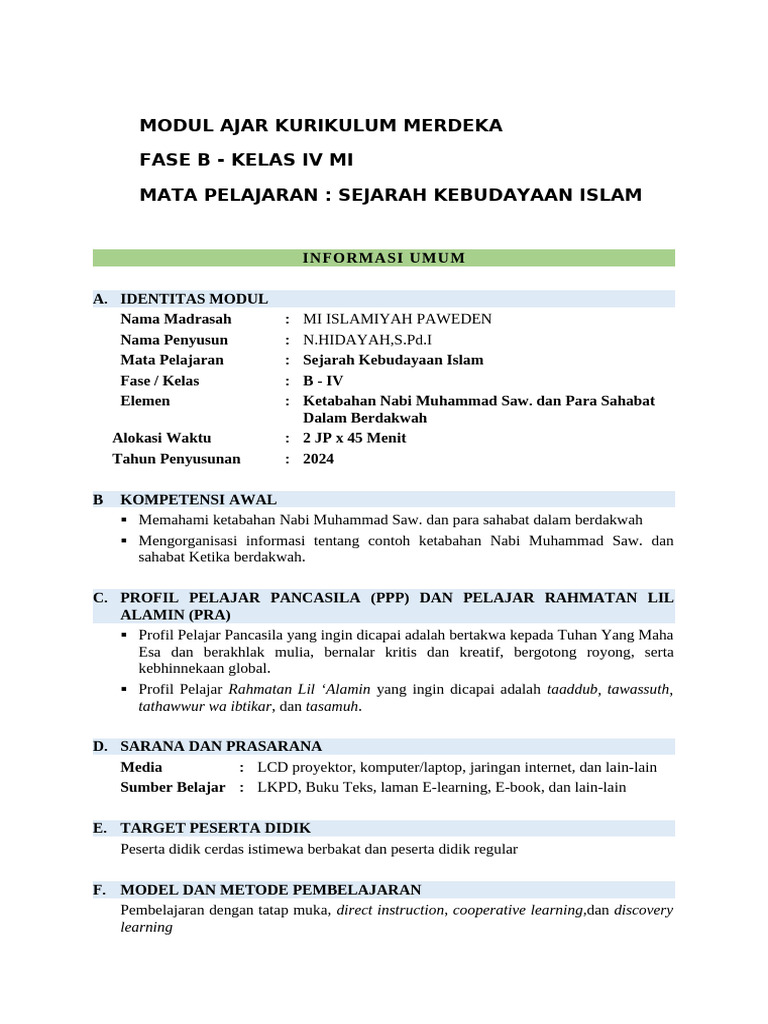 Tugas Akhir Modul PPP (Modul Ajar Kurikulum Merdeka) | PDF