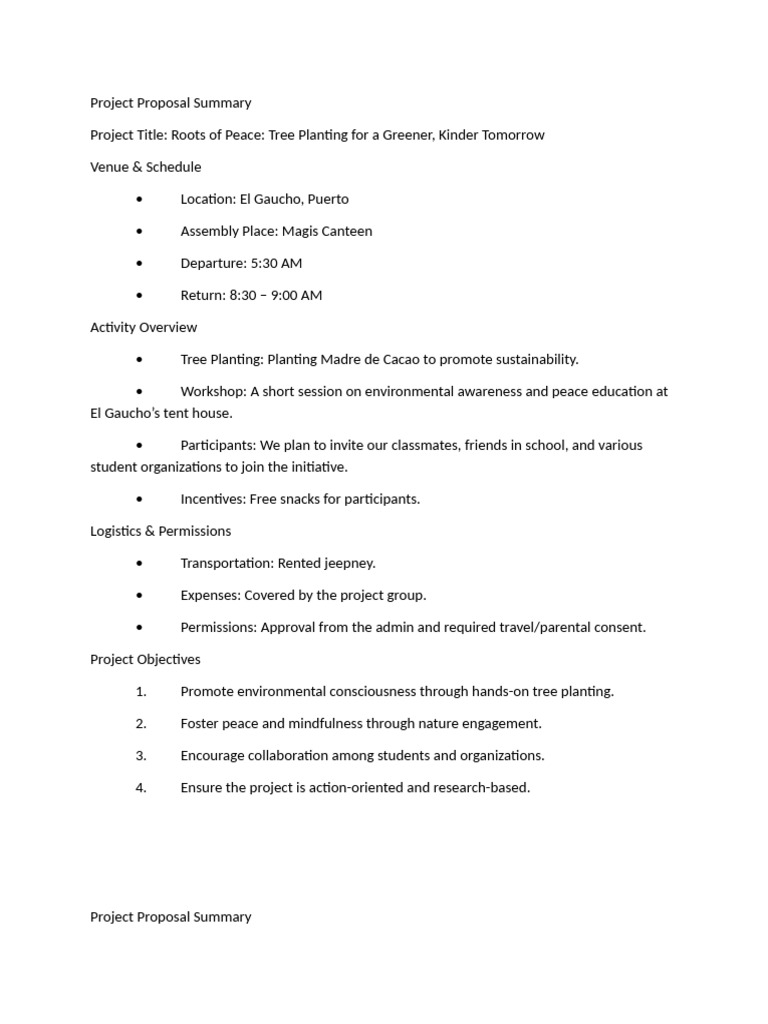 Project Proposal Summary | PDF