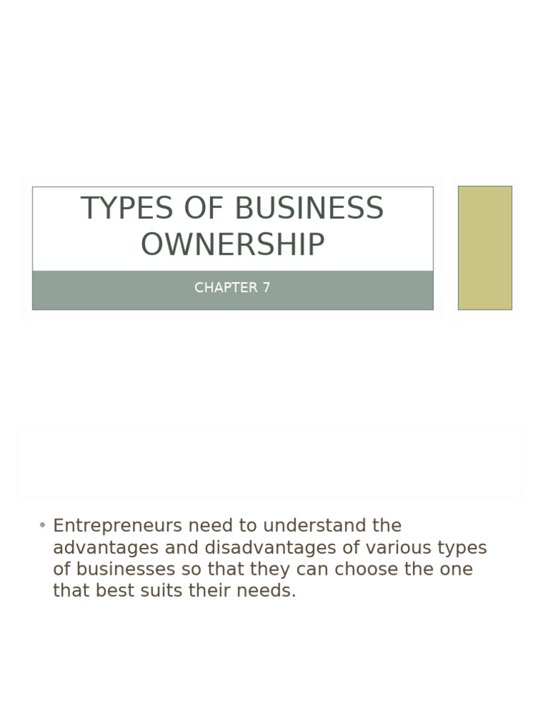 Entrep Mind - Types of Business Ownership | PDF | Partnership | S ...