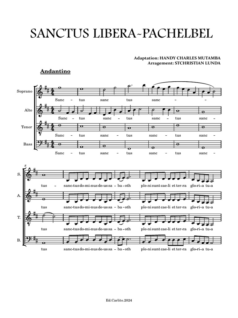 Sanctus Libera-Pachelbel AdaptHandyCharles - 250201 - 250314 - 084335 | PDF