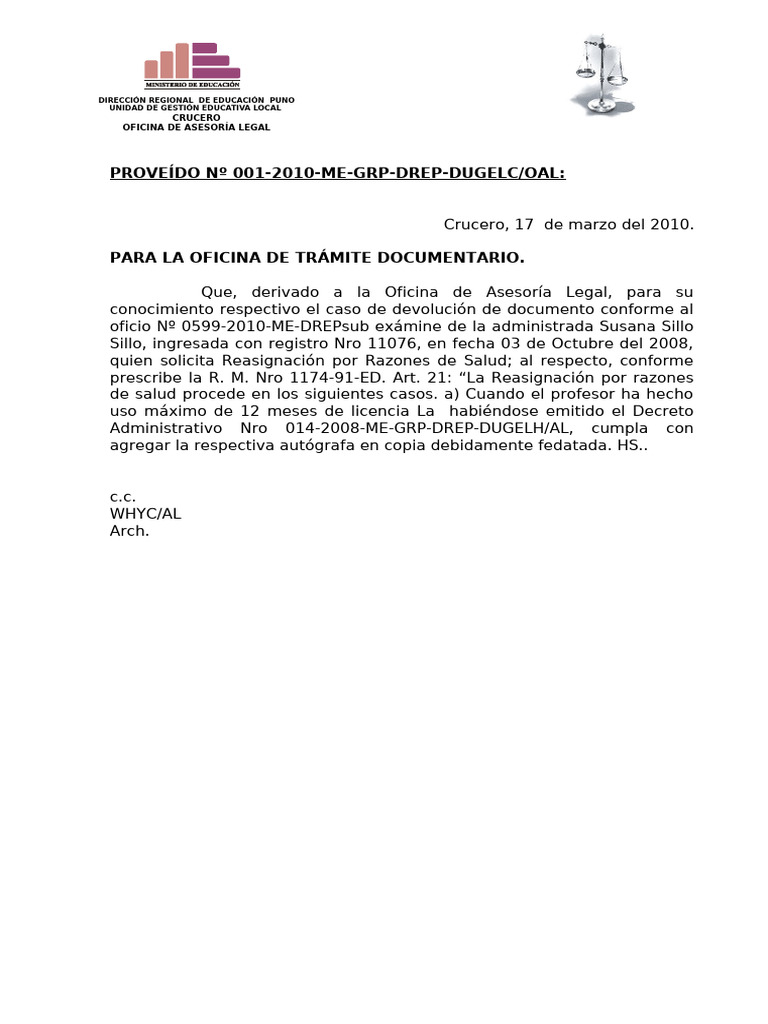 Proveído #001 | PDF