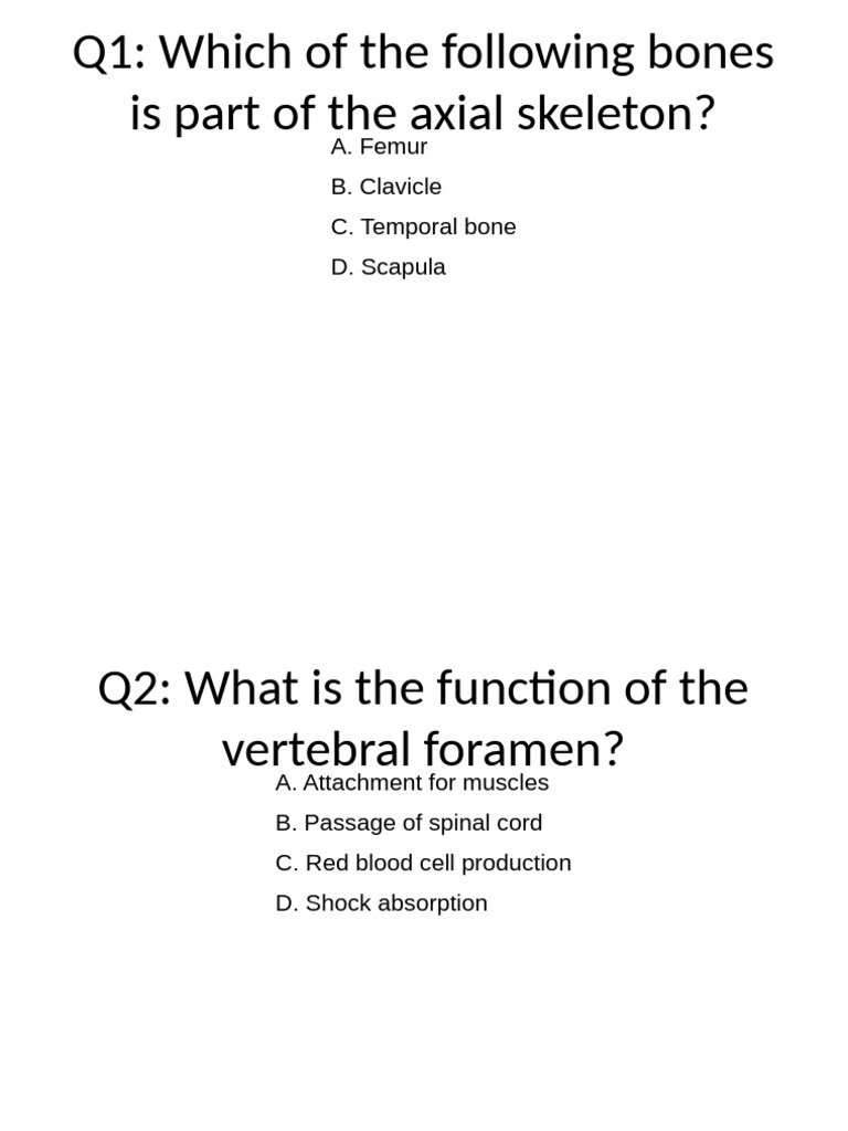 Axial Skeleton and Muscle Function Quiz | PDF | Heart Valve | Lung