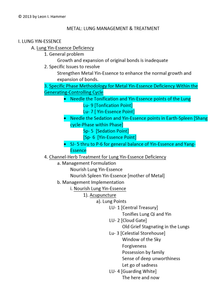 9 Metal Lung Management Treatment | PDF | Qi | Heart