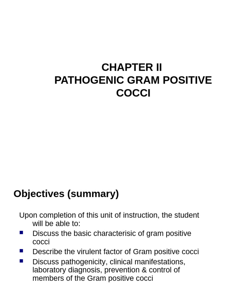 Chapter II Pathogenic Gram Positive Cocci | PDF | Streptococcus ...
