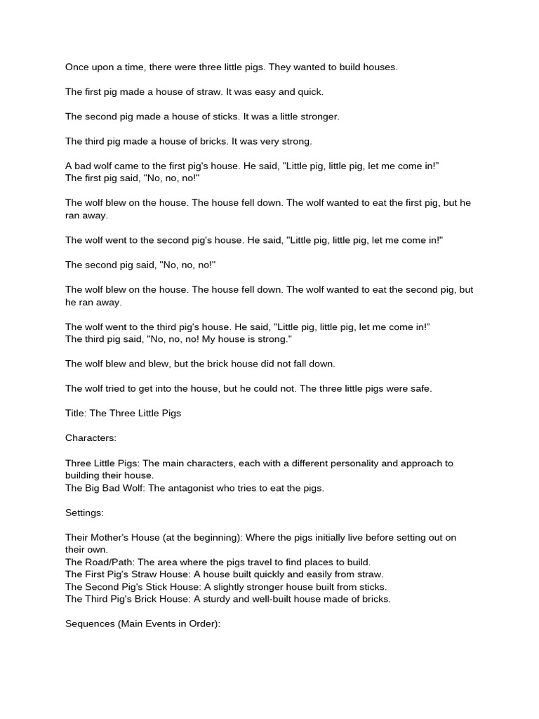 Once Upon A Time, There Were Three Little Pigs | PDF | Fairy Tales
