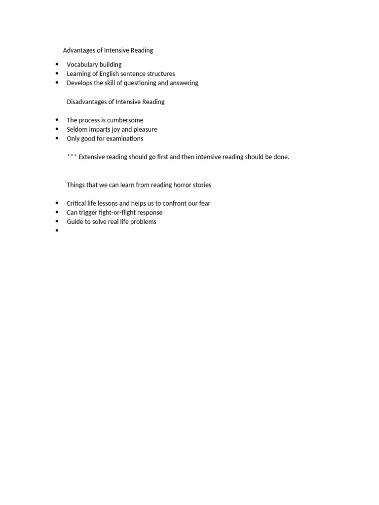 Advantages of Intensive Reading | PDF