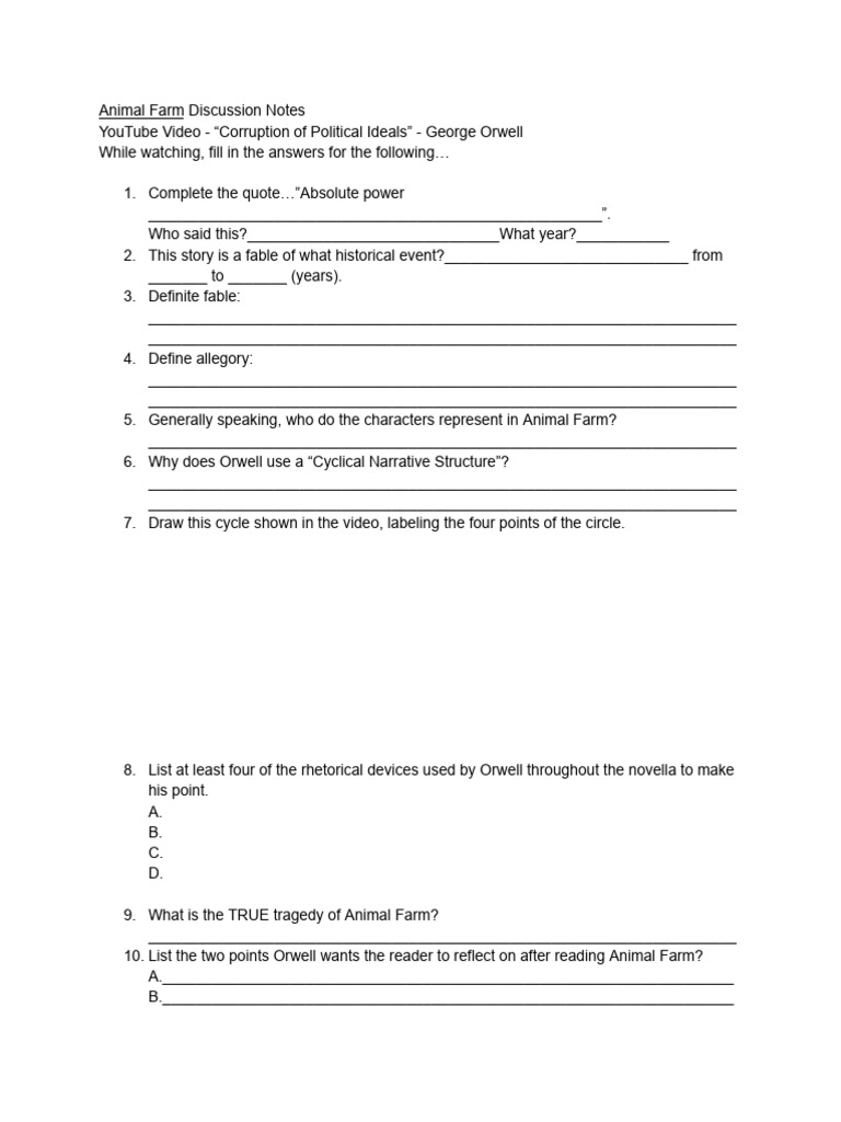 Animal Farm Analysis and Discussion Guide | PDF