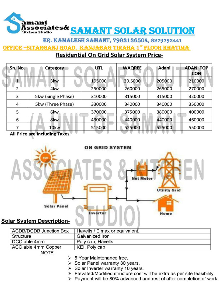 Price List SAMANT SOLAR SOLUTIONS 1 | PDF