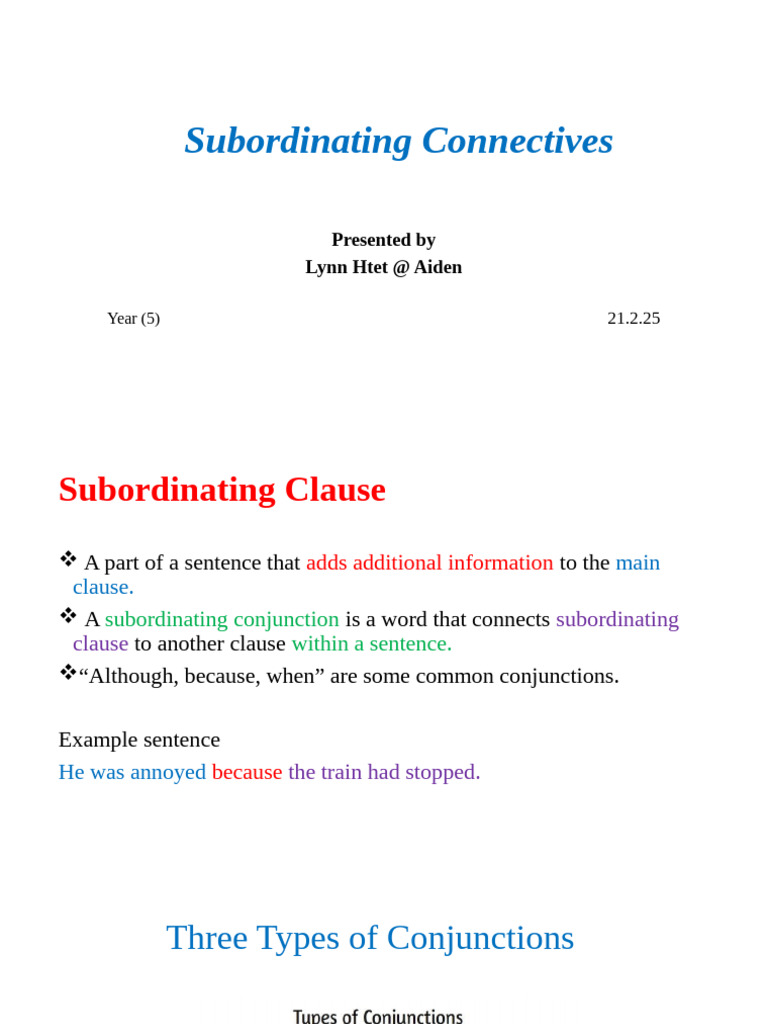 Subordinating Connectives | PDF