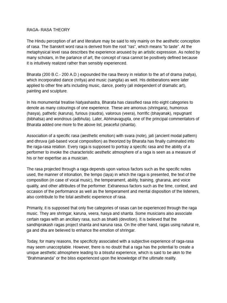 Raga Rasa Theory | PDF