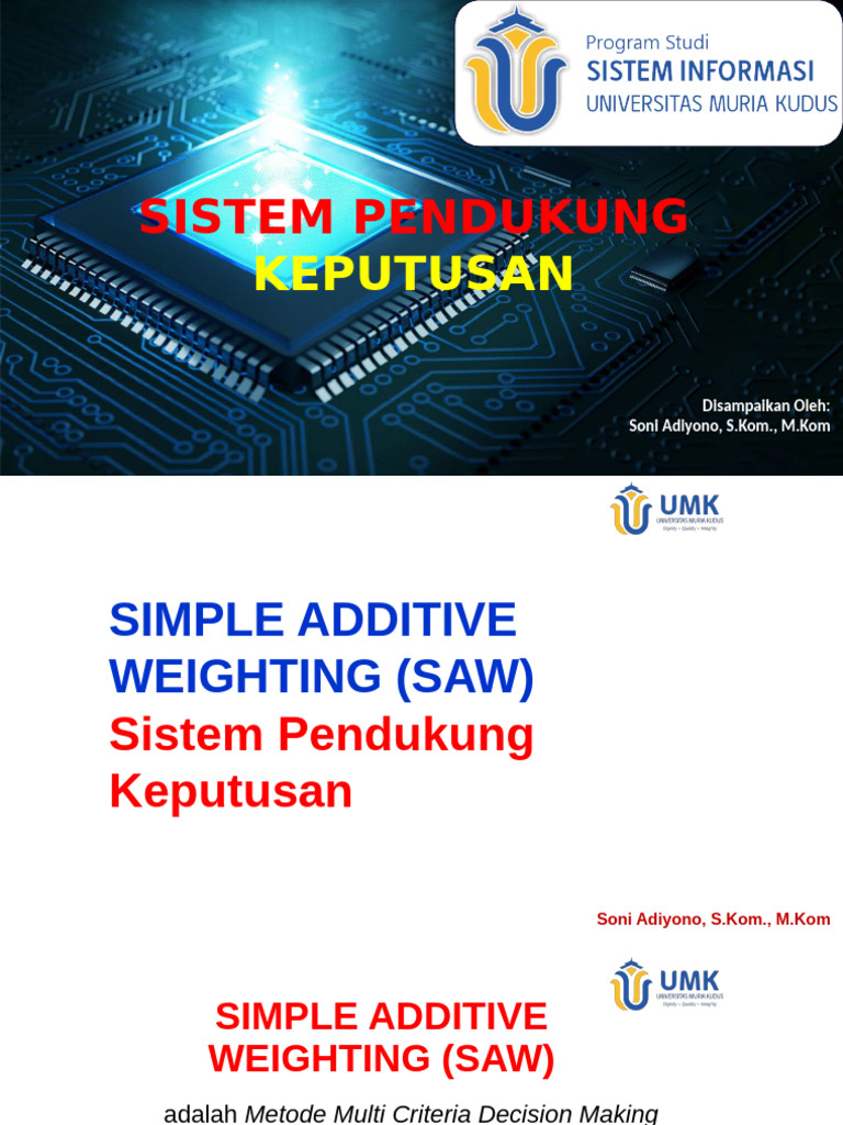 Pertemuan 7 - Simple Additive Weighting (SAW) - (2025) | PDF