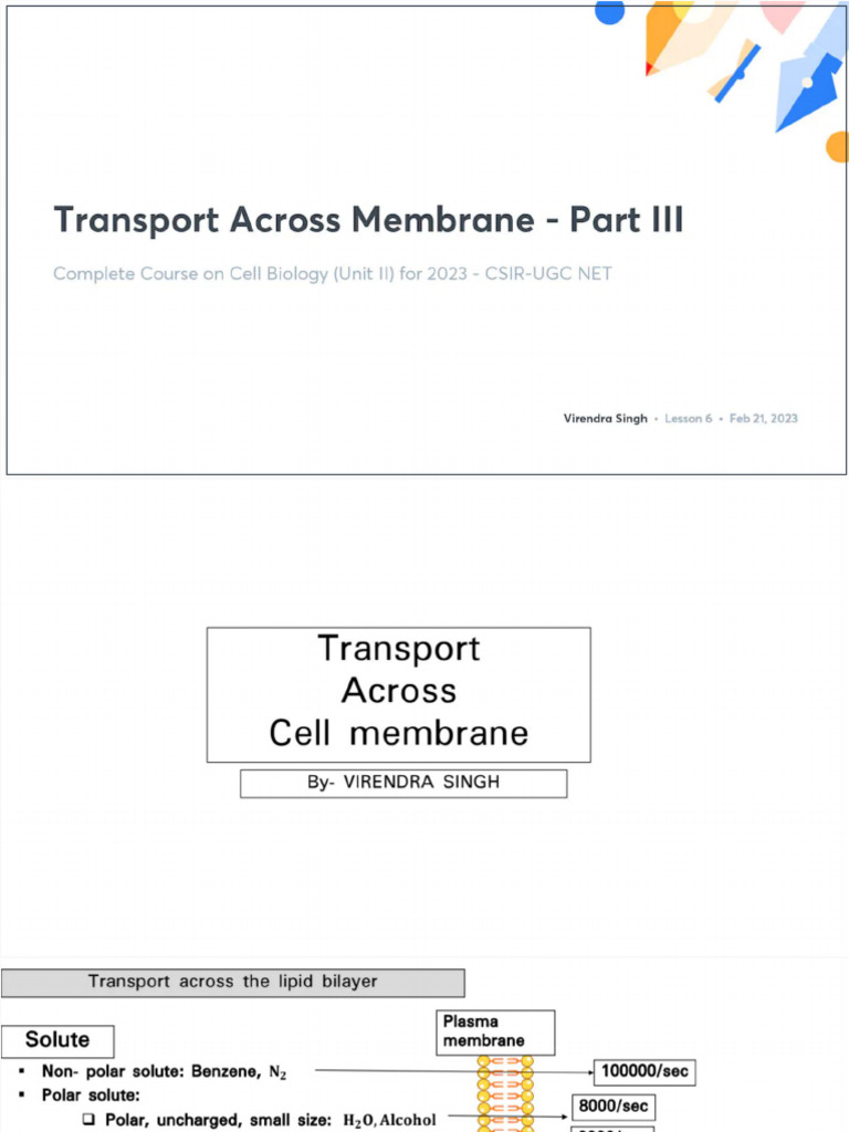 Transport Across Membrane - Part I (VS-6) | PDF