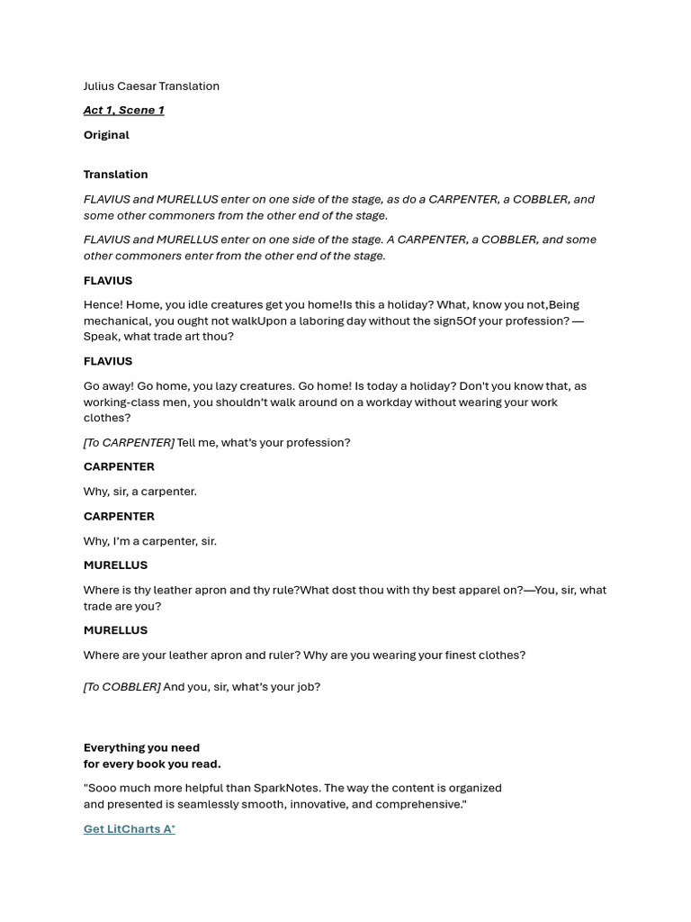 Julius Caesar Translation | PDF | Mark Antony | Julius Caesar